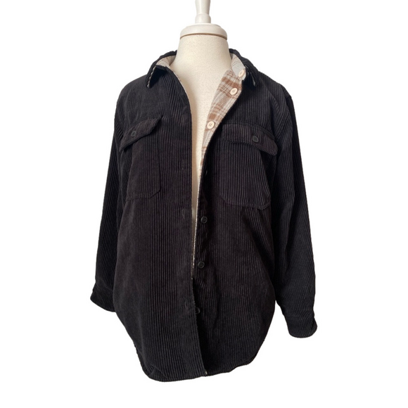 Love Tree | Jackets & Coats | Love Tree Reversible Black Corduroy Plaid ...